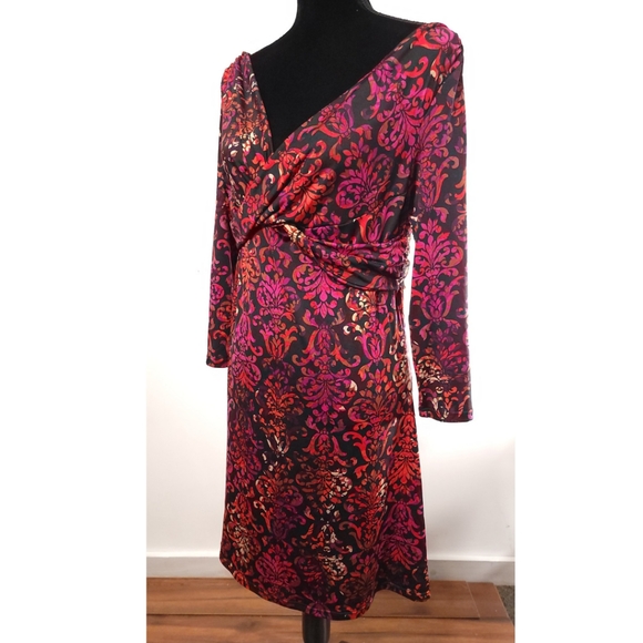 Amelia | Dresses | Amelia Wrap Front Off Shoulder Orange Pink Demask ...